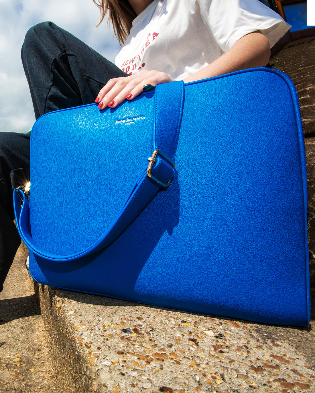 Azure Blue Laptop Bag | Fenella Smith – Fenella Smith London