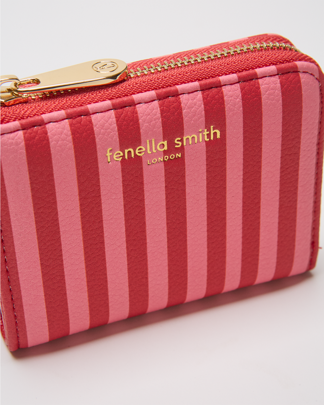 Lucy Purse – Pink and Red Stripe RPET Fabric Wallet | Fenella Smith – Fenella Smith London